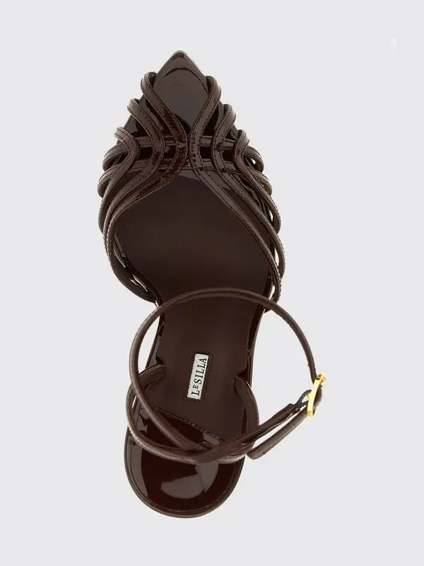 LE SILLA Patent Calfskin Leather Stiletto Sandals - Brown