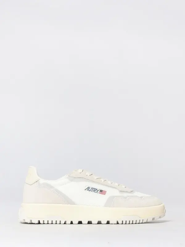 AUTRY Wildpace Low Leather And Mesh Sneakers With Contrast Logo And Serrated Sole - White