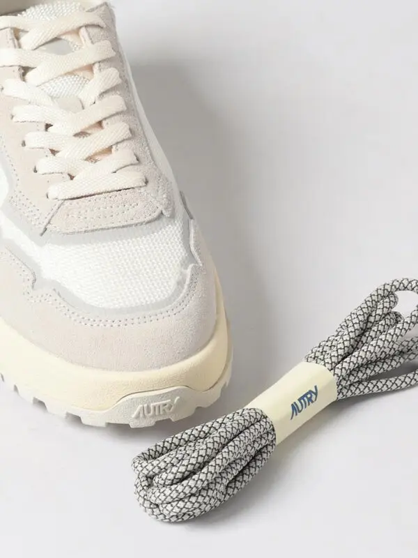 AUTRY Wildpace Low Leather And Mesh Sneakers With Contrast Logo And Serrated Sole - White