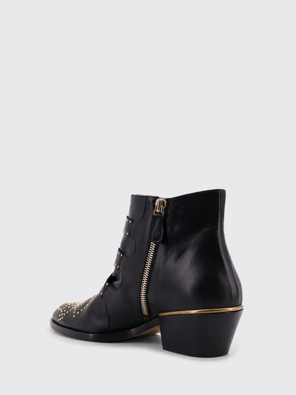 Chloé Ankle Boots With Buckles And Stud Embellishments - Black