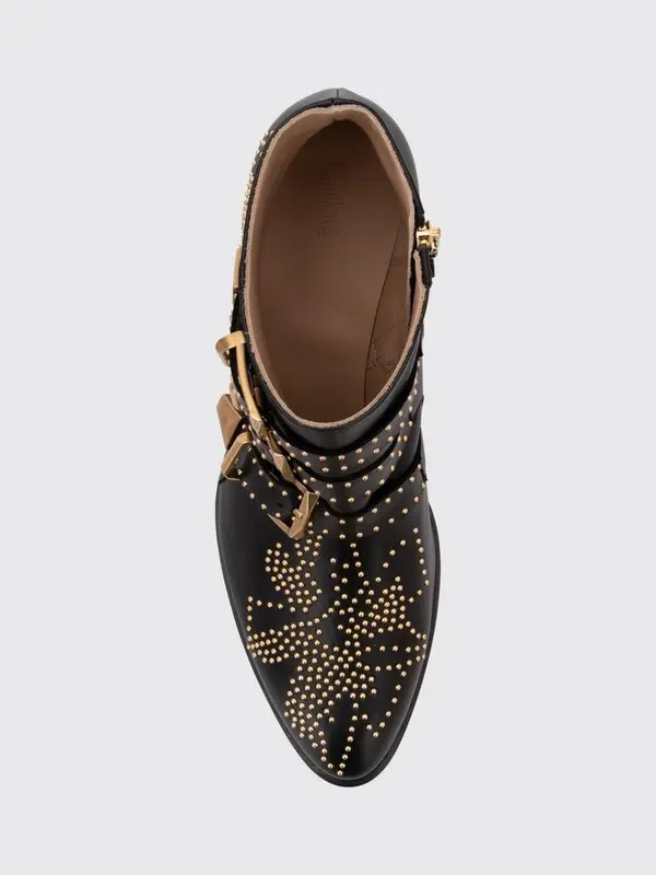 Chloé Ankle Boots With Buckles And Stud Embellishments - Black