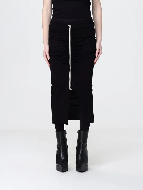 Rick Owens Cotton Midi Skirt With Drawstring