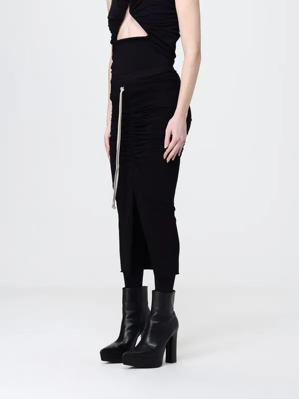 Rick Owens Cotton Midi Skirt With Drawstring