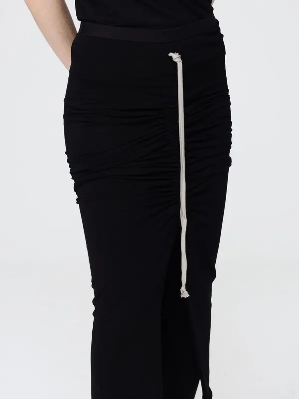 Rick Owens Cotton Midi Skirt With Drawstring