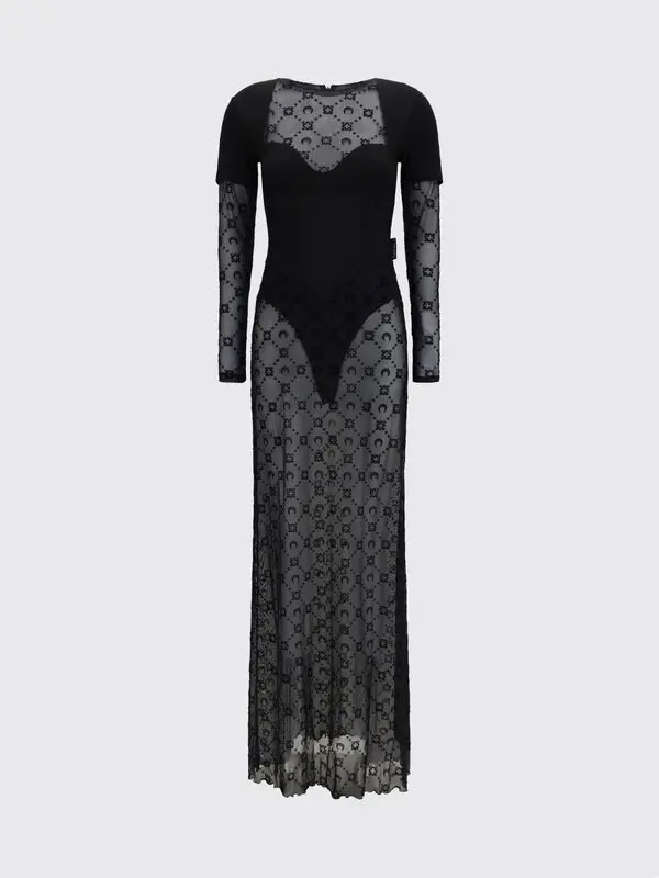 MARINE SERRE Tulle Crescent Moon Logo Long Sleeve Jumpsuit
