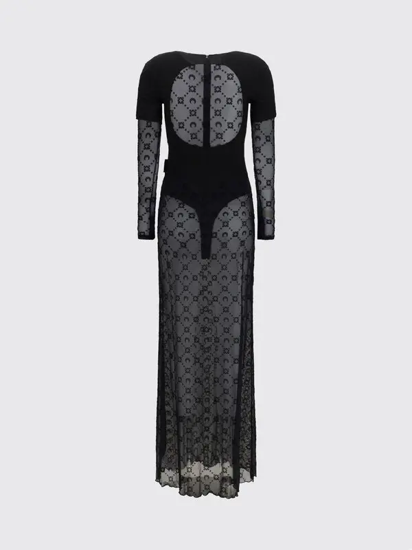 MARINE SERRE Tulle Crescent Moon Logo Long Sleeve Jumpsuit