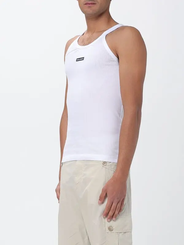 Dolce & Gabbana Cotton Tank Top With Logo - White