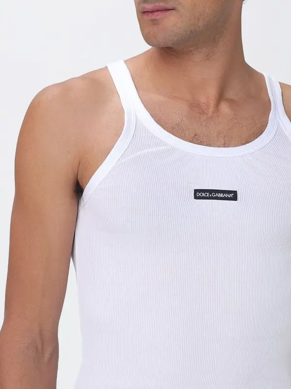Dolce & Gabbana Cotton Tank Top With Logo - White