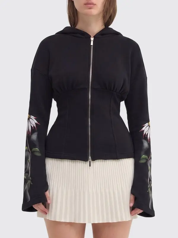 MARGHERITA MACCAPANI Floral Cotton Zip-up Hoodie