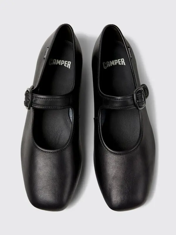 Camper Casi Myra Smooth Leather Mary Jane Flats - Black