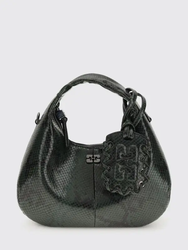 GANNI Recycled Polyester Blend Python Print Hobo Bag