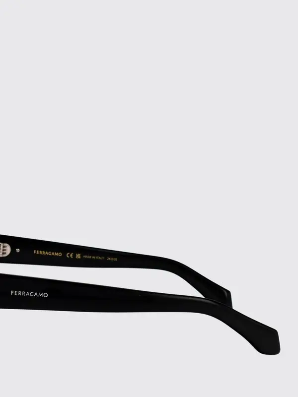 FERRAGAMO Rectangular Acetate Aviator Sunglasses With Logo - Black