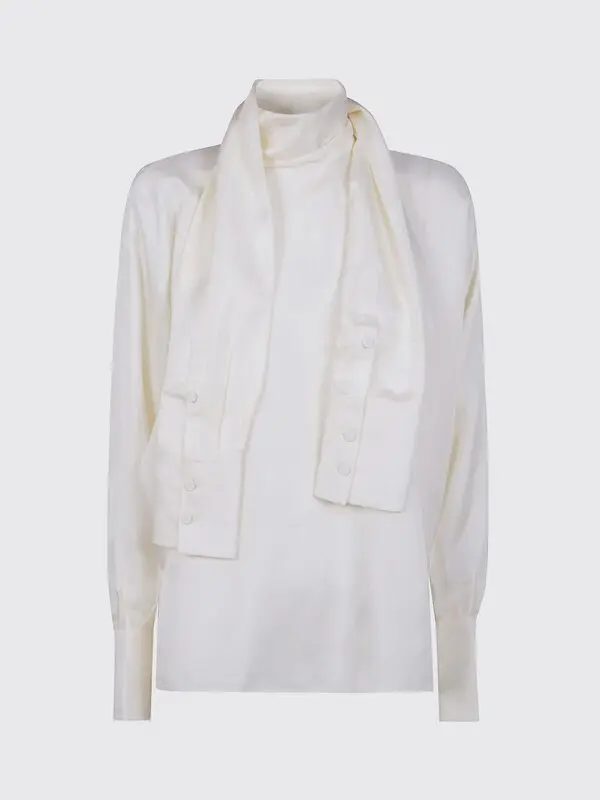 RÓHE Silk Draped Blouse - Cream