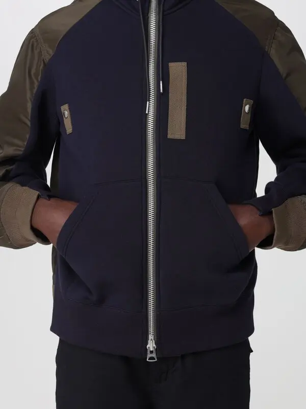 Sacai Cotton Blend Hoodie - Navy