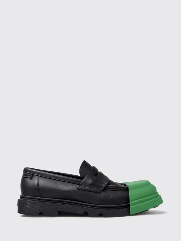 Camper Junction Bi Smooth Calfskin Loafers With Serrated Sole - Black