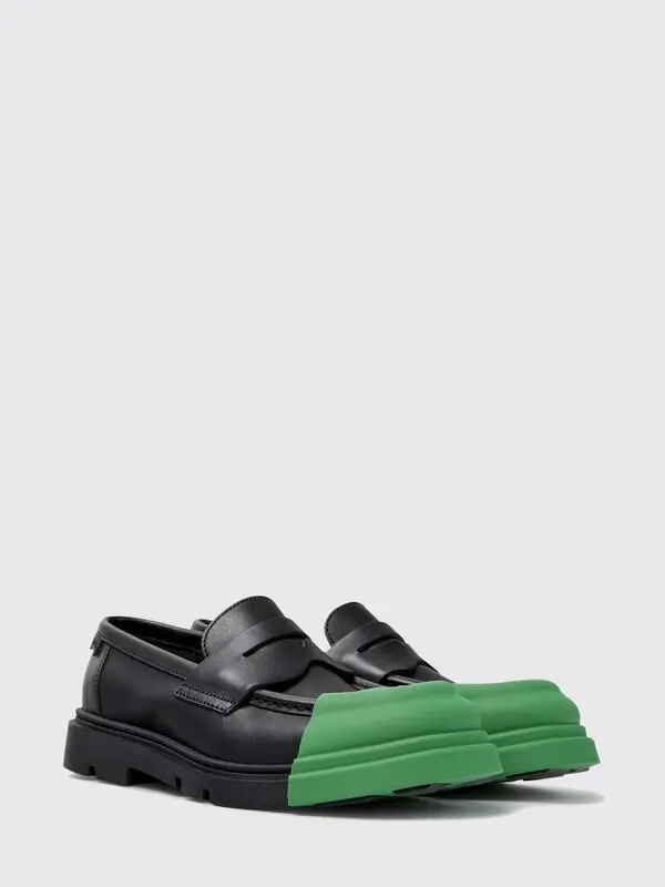 Camper Junction Bi Smooth Calfskin Loafers With Serrated Sole - Black