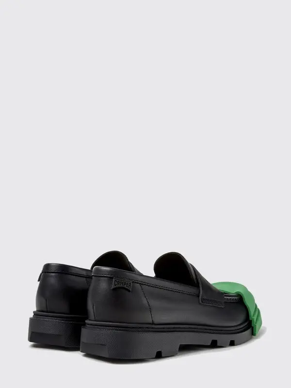 Camper Junction Bi Smooth Calfskin Loafers With Serrated Sole - Black