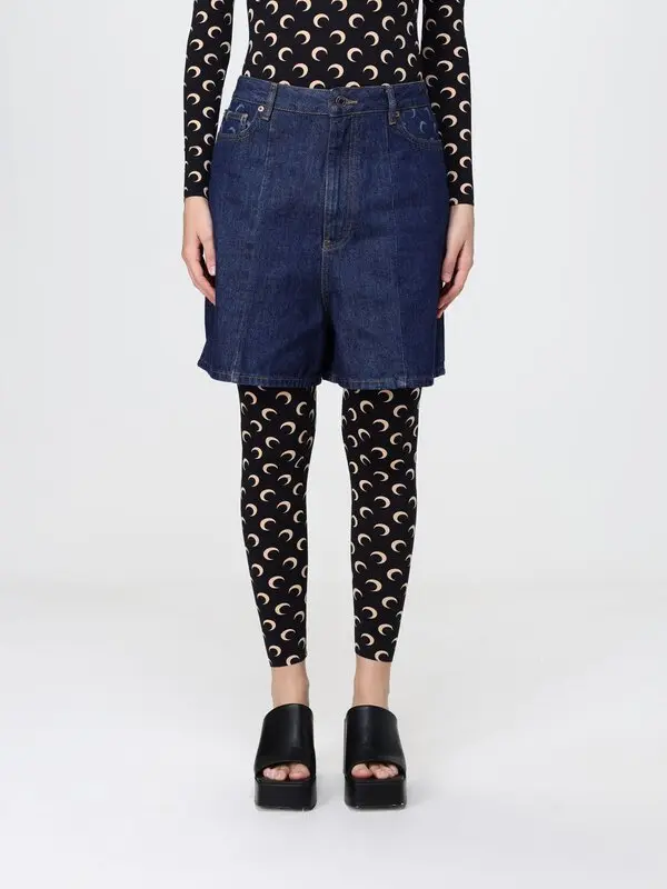 MARINE SERRE Cotton Denim Shorts