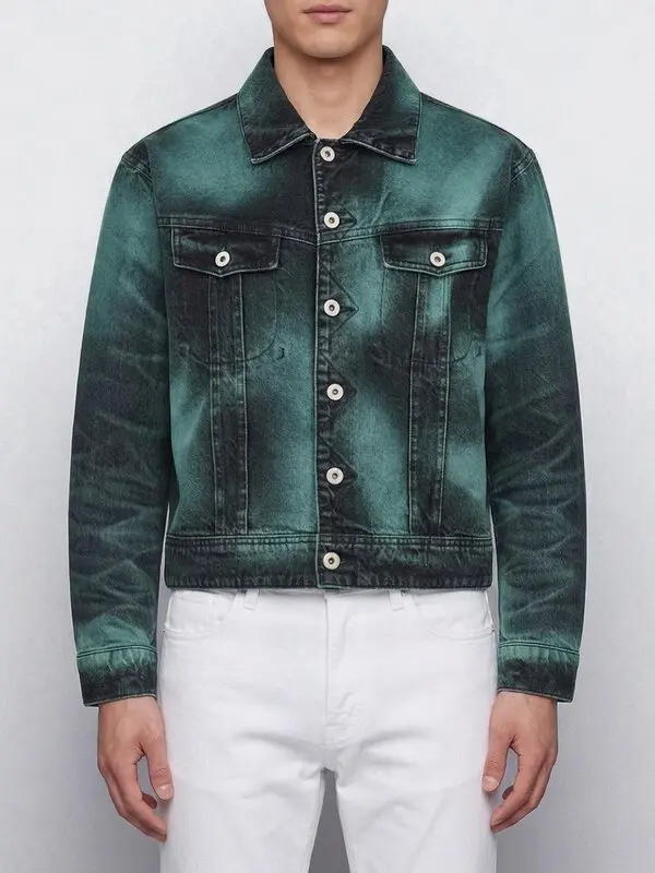 Kenzo Cotton Denim Jacket With Contrasting Logo - Grey
