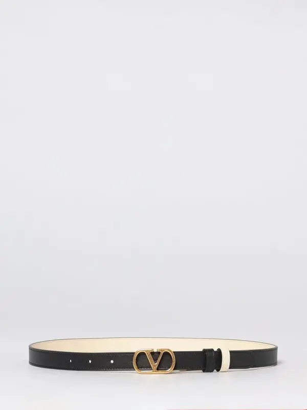 Valentino Garavani Calfskin Leather Belt With Vlogo Signature Buckle - Black 1