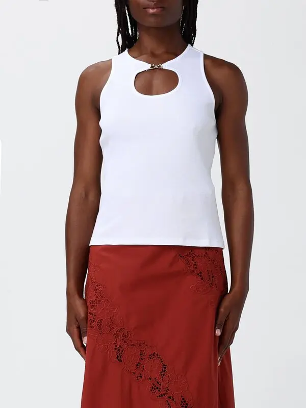 TWINSET Ribbed Cotton Top With Cut-out Detail - White