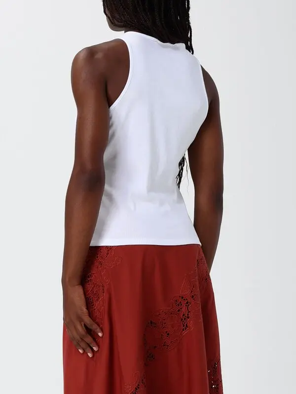 TWINSET Ribbed Cotton Top With Cut-out Detail - White