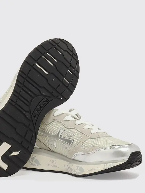Premiata Lauryn Leather And Mesh Sneakers - Grey