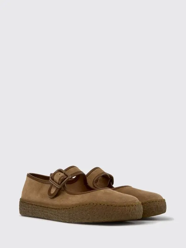Camper Peu Terreno Suede Leather Mary Jane Flats With Adjustable Strap
