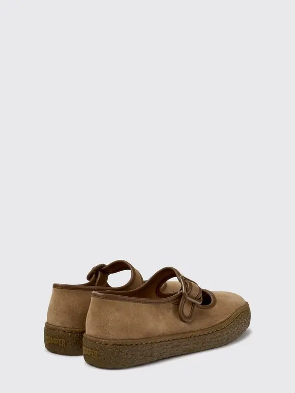 Camper Peu Terreno Suede Leather Mary Jane Flats With Adjustable Strap