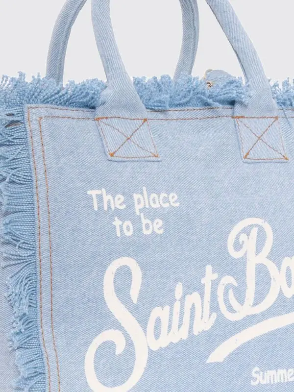 MC2 SAINT BARTH Colette Cotton Canvas Tote Bag With Logo - Blue 2