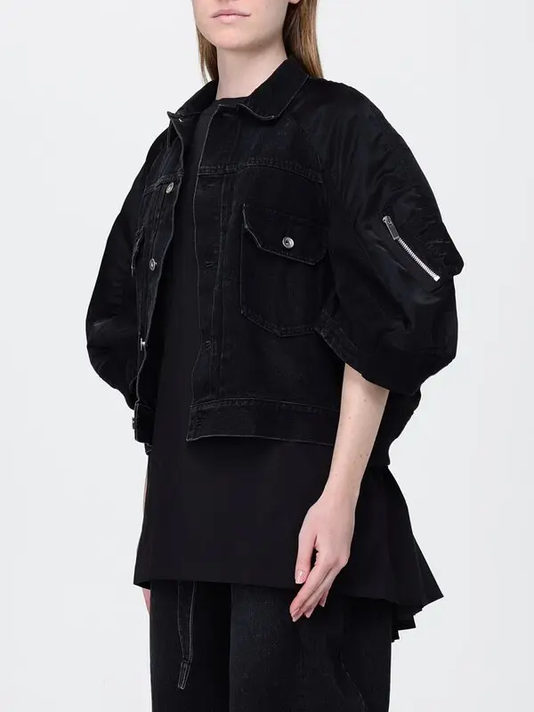 Sacai Denim And Nylon Jacket - Black