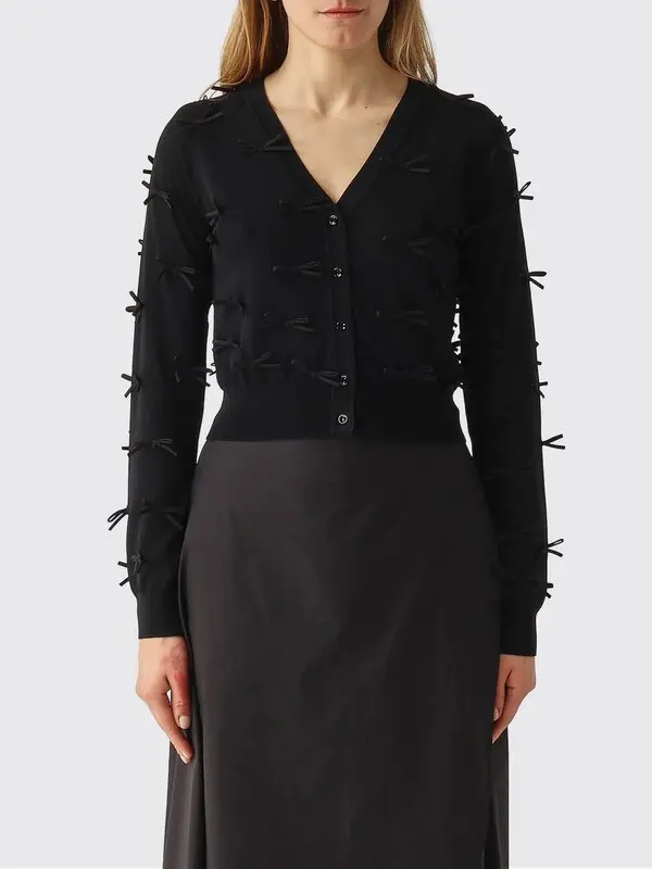 MEIMEIJ Viscose Cardigan With Bows - Black