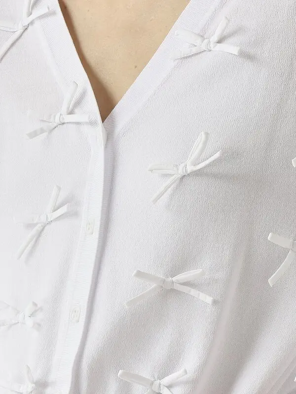 MEIMEIJ Viscose Cardigan With Bows - White