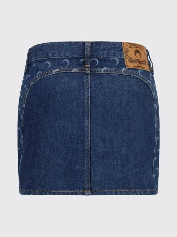 MARINE SERRE Mini Denim Skirt With Monogram Print