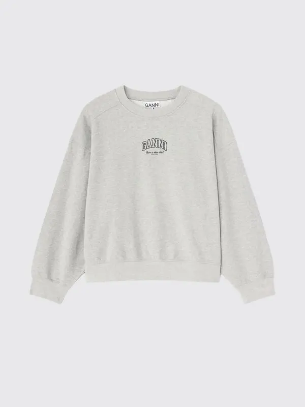 GANNI Relaxed Fit Cotton Sweatshirt With Dropped Shoulders And Printed Logo