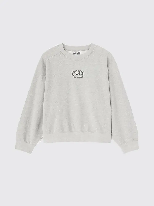 GANNI Relaxed Fit Cotton Sweatshirt With Dropped Shoulders And Printed Logo