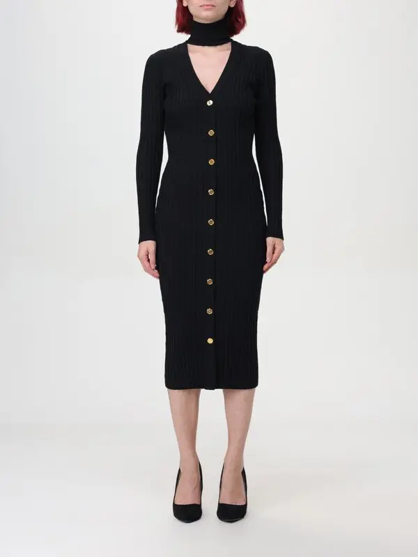 Elisabetta Franchi Ribbed Button-up Midi Dress