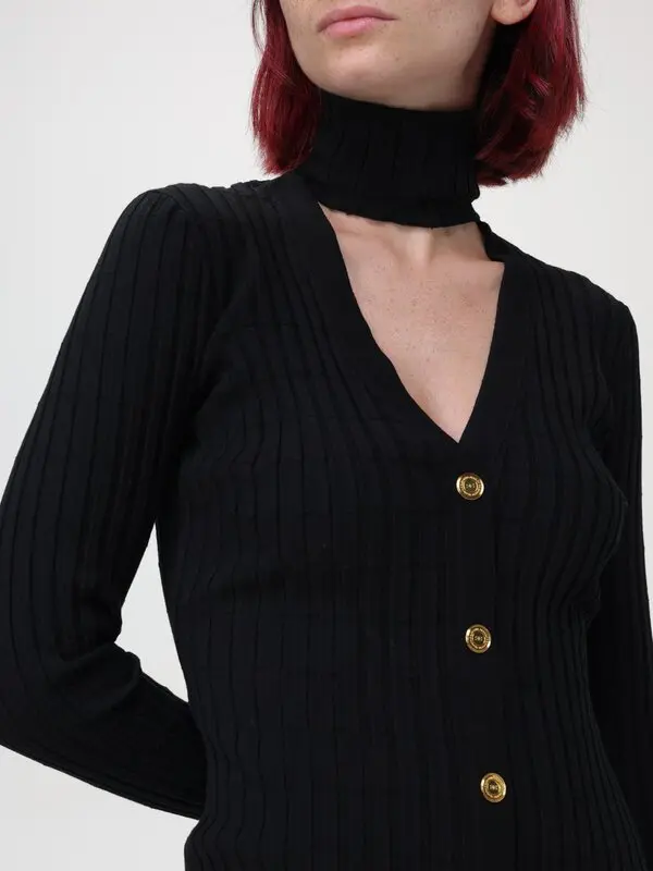 Elisabetta Franchi Ribbed Button-up Midi Dress