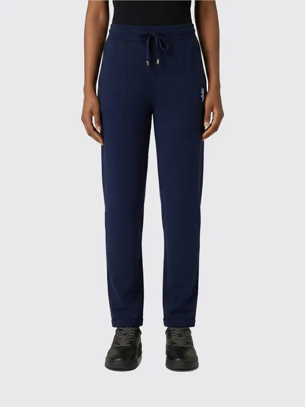 Liu Jo Modal Blend Jogging Trousers With Rhinestone Logo - Blue