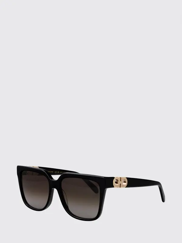 FERRAGAMO Rectangular Cat-eye Sunglasses With Gancini Logo - Black
