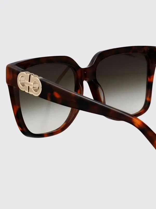 FERRAGAMO Rectangular Cat-eye Sunglasses In Acetate With Gancini Logo - Brown