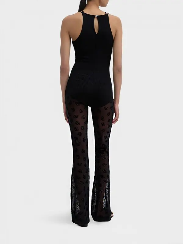 MARGHERITA MACCAPANI Dance Jumpsuit In Ribbed Viscose And Polyamide With Floral Motif