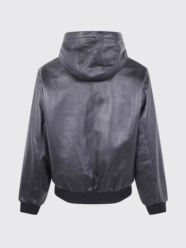 GIORGIO BRATO Leather Bomber Jacket With Hood