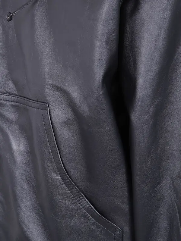GIORGIO BRATO Leather Bomber Jacket With Hood