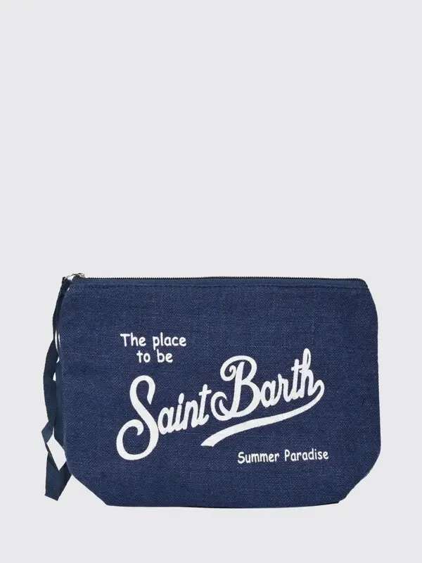 MC2 SAINT BARTH Aline Striped Linen Pochette - Navy