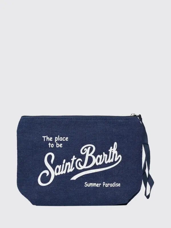MC2 SAINT BARTH Aline Striped Linen Pochette - Navy