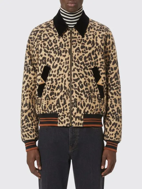 Valentino Garavani Animal Print Wool Bomber Jacket