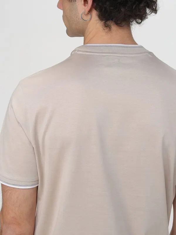 Paul & Shark Cotton T-shirt With Striped Profiles - Beige
