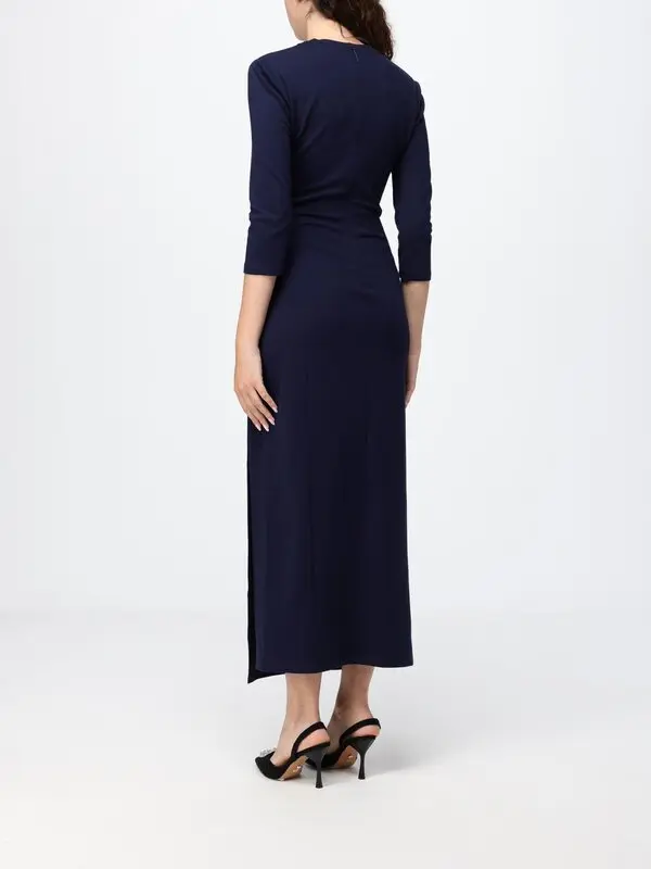 Giorgio Armani Long Sleeve V-neck Ruched Sheath Dress