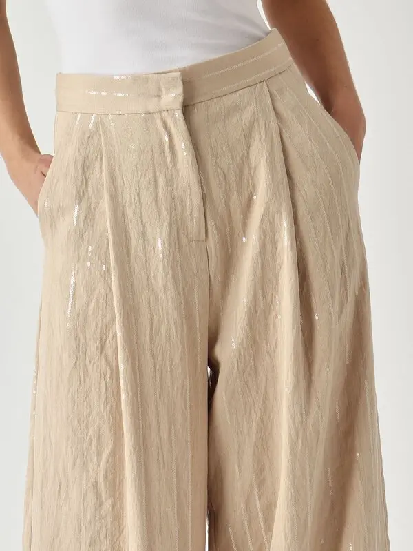 MEIMEIJ Meimei Viscose Blend Wide-leg Trousers With Sequins